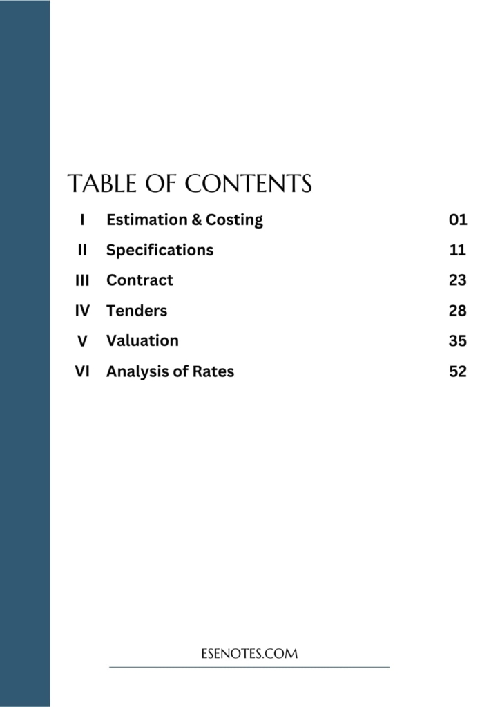 Estimation Costing And Valuation PDF Notes By Jaspal Sir | ESE NOTES