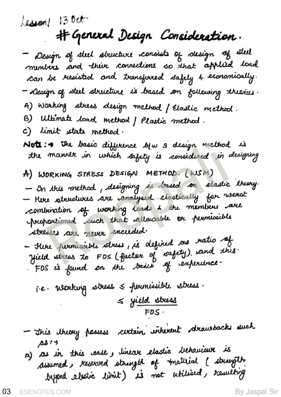 Design Of Steel Structures PDF Notes By Jaspal Sir